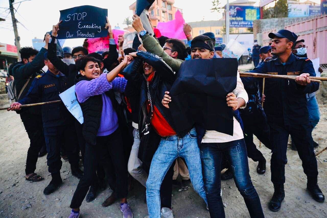 Demonstrations across Nepal against the death penalty given to students ...